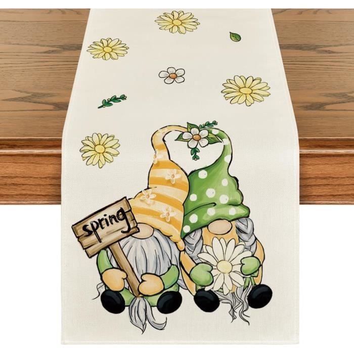 Gnome Chemin De Table Fleurs Printemps Saisonnier Cuisine Table À ...