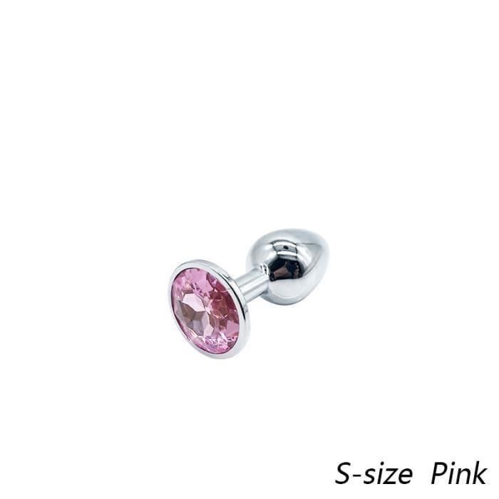 Shiny-S-Pink -Plug Anal en métal 9 couleurs Base en cristal godemiché ...