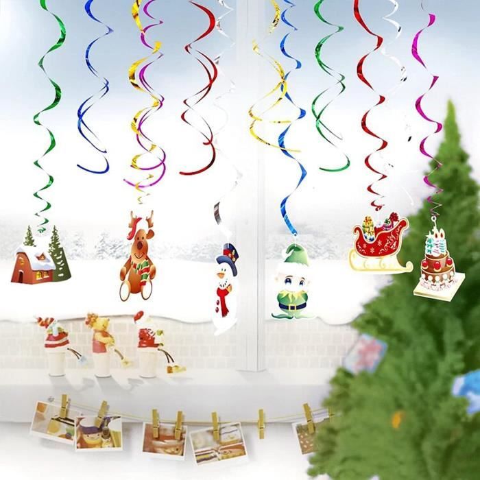 12 Pièces Décorations de Noël à Suspendre,Décoration de Noël pour Plafond Plafond Serpentins ...