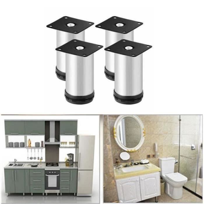 PIED DE MEUBLE 4x Pied de meuble réglable acier inoxydable rond ...