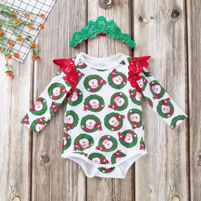 DECORATION DE NOEL Newborn Infant Baby Boy Girls Long Sleeve Santa Claus Rompers Outfits ...