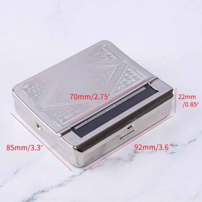 ETUI A CIGARETTE,70mm Silver--Machine à rouler le tabac en métal, boîte ...
