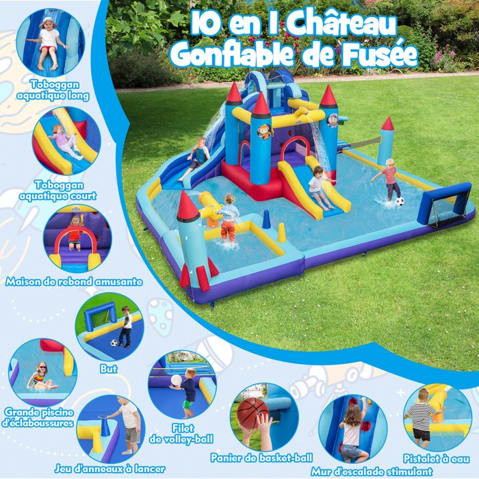 Château Gonflable Enfant DREAMADE avec 2 Toboggans, Aquatiques, Piscine ...