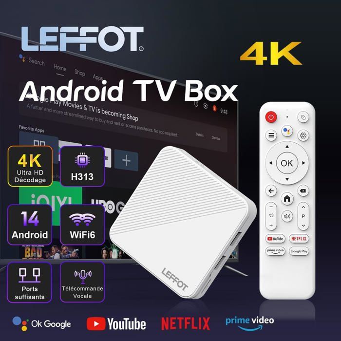 Android Tv Box 2025, 4K Ultra Hd Boitier Tv Android 14, 2Go Ram + 16Go ...