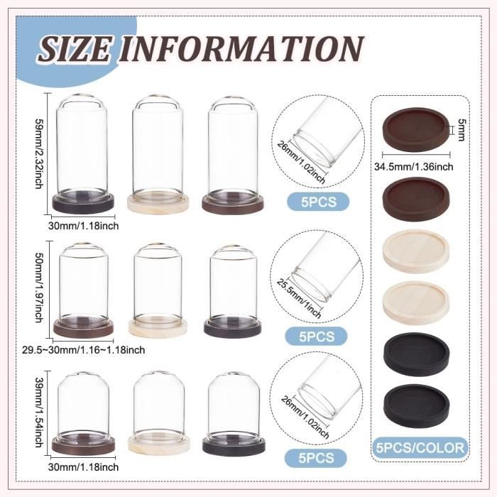 15 Ensembles Mini Dôme Cloche En Verre Transparent, Dôme De Cloche D ...