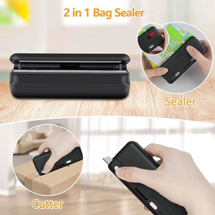 2 en 1 Mini Scelleur,Scelleuse de Sacs avec Cutter, Soudeuse sac ...