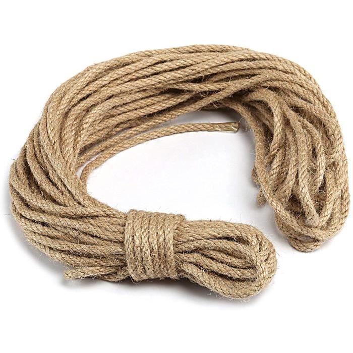 Corde de jute naturelle 4 plis 6 mm d'épaisseur 100 % jute naturelle ...