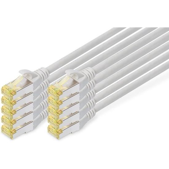 Câble LAN Cat 6A - 0,25m - 10 pièces - RJ45 Câble réseau - S-FTP Blindé ...