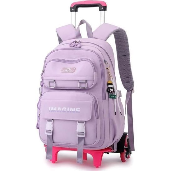 Cartable roulettes - Violet - Enfant Fille - Tissu Oxford - 32x22x45 cm ...