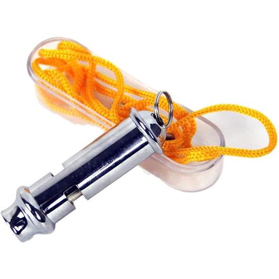 Sifflet de police en metal avec cordon : super fort sifflet d'urgence ...