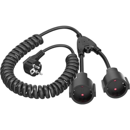 Rallonge Spiralée, 1 À 2 Prises De Terre Câble Spiralé Extensible De 0 ...