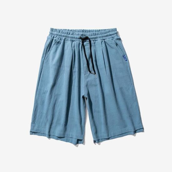 Short Homme Coton fin lin amples couleur unie grande taille taille ...