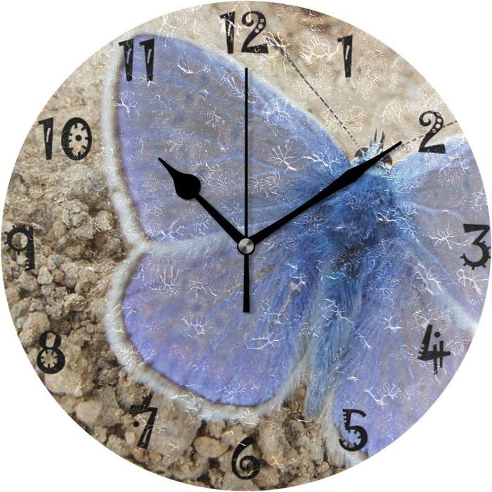 Papillon Bleu Pendule Murale Décoratif Moderne Horloge De Mur ...