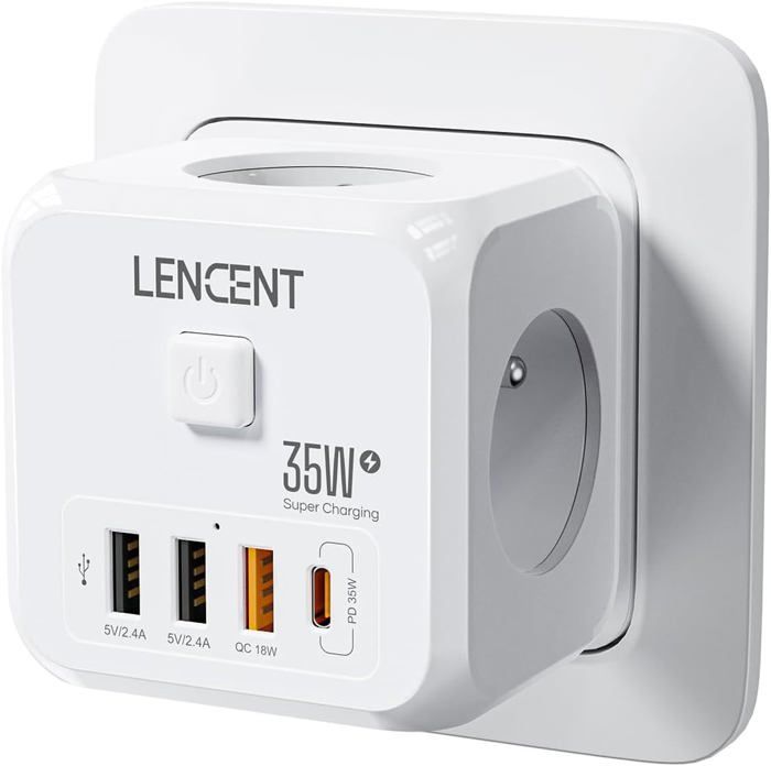 Prise Usb Secteur Pd35W Multiple Murale Cube, 7 En 1 Multiprises Et ...