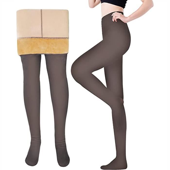 Collant d'Hiver Thermiques Collant Doublé Polaire Chaud Collant Faux Translucide Leggings ...