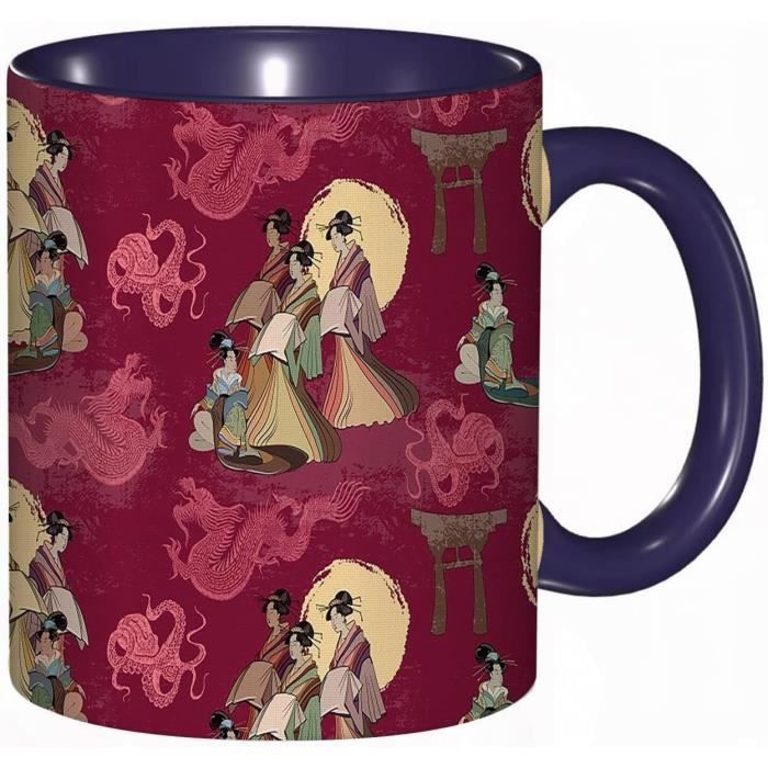 Mug Porcelaine Fine" Thème Japonais Ukiyoe Exotique Traditionnel ...