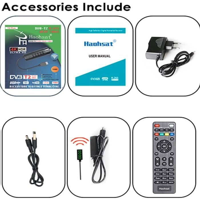 Récepteur-décodeur,clé TV numérique terrestre 2 en 1 HEVC H.265 ...