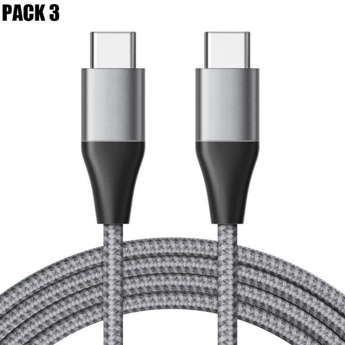 Lot de 3 Câble USB-C vers USB-C Rapide 3A pour Xiaomi Redmi 13C/14C ...