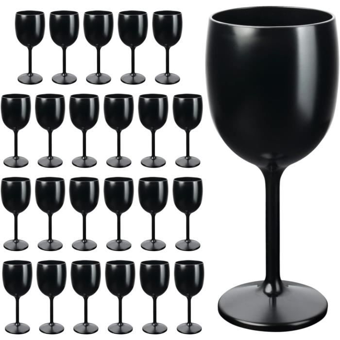 ® Lot De 6, 12, 24 Ou 48 Verres À Vin Réutilisables - Noir - Capacité ...