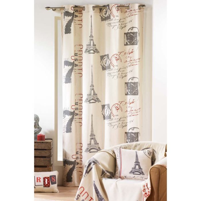 Rideau oeillets 140x260cm uni PARIS RETRO - Cdiscount Maison