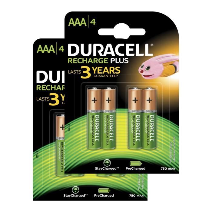 Duracell Recharge Plus Piles Rechargeables type AAA 750 Mah, Lot de 8 ...