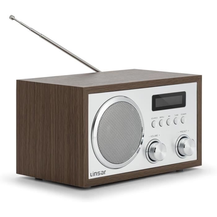 Radio rétro en bois - LINSAR - Tuner numérique FM/DAB - Port USB ...