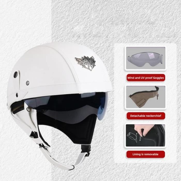 Casque de Moto Classique Rétro,Demi-Casque de Sécurité Style Punk ...