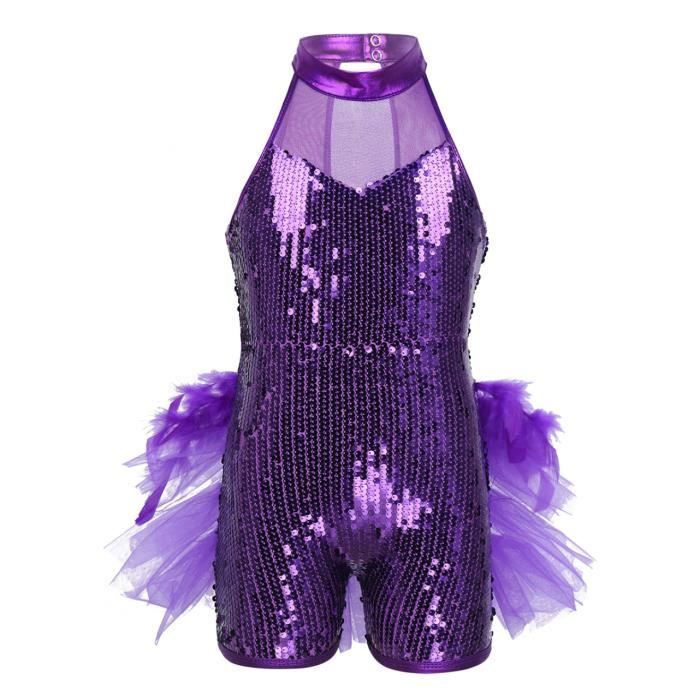 Inlzdz Enfant Fille Robe Danse Classique Paillette Justaucorps