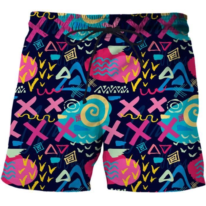 Shorts surdimensionnés pour hommes d'été Casual Beach Graffiti Peinture ...