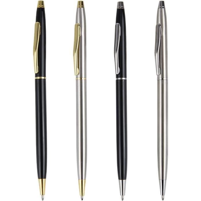 4 pièces Stylo à bille, stylo à bille en métal à rotation à deux têtes ...