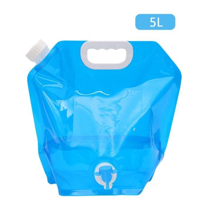 SAC D'HYDRATATION,5L blue with valve--Sac à eau Portable 3-5-10-15L, seau pliant, Camping en ...