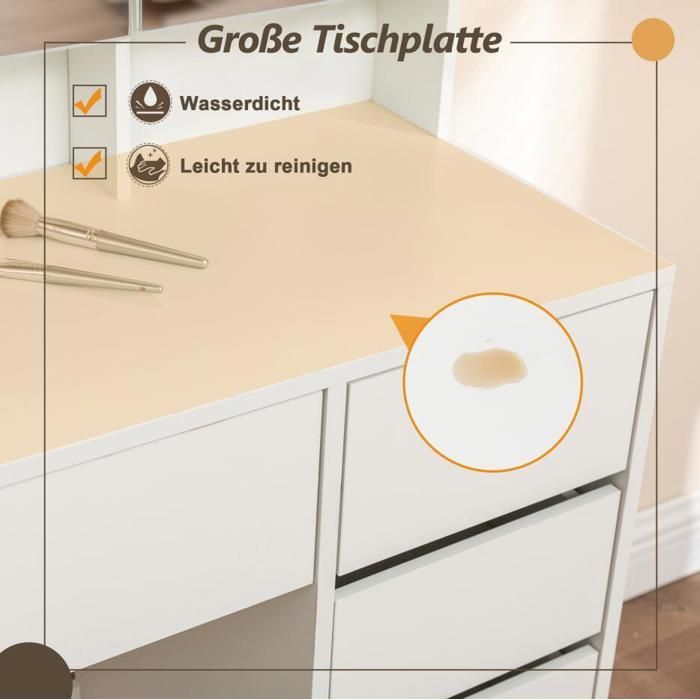 Coiffeuse Coiffeuse Table cosmétique avec tabouret éclairage miroir ...