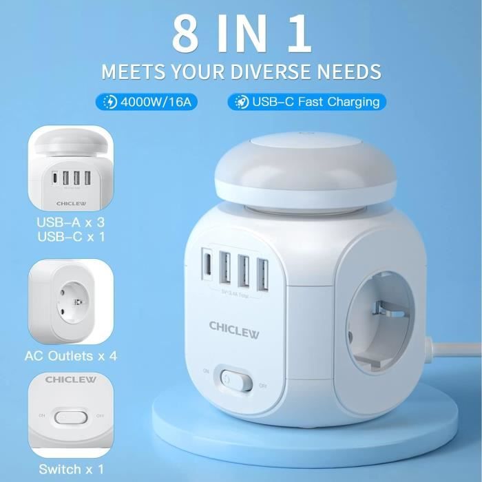 Multiprises Parafoudre Avec Usb, Cube Multiprise Electrique Avec 4 ...