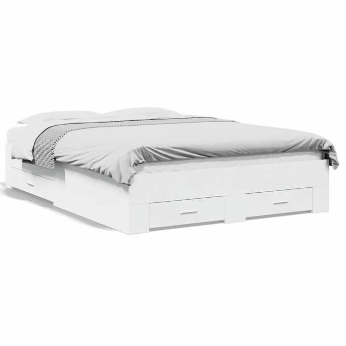 WIENS Structure de lit avec tiroirs - Contemporain design - blanc ...