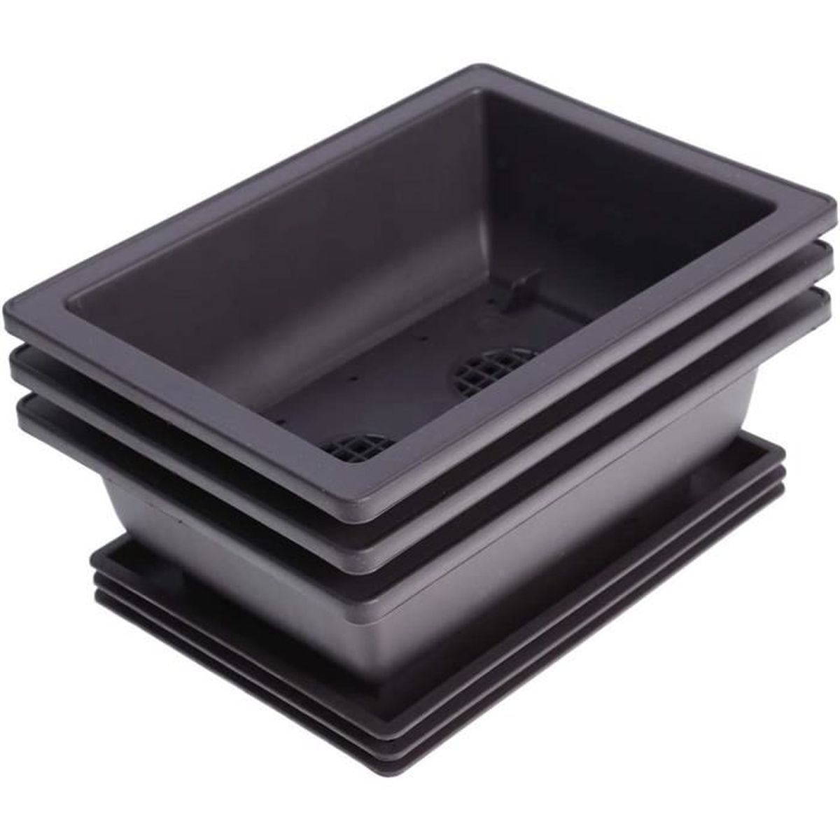 Pots de fleurs rectangulaires en plastique avec plateau pour bonsaï ...