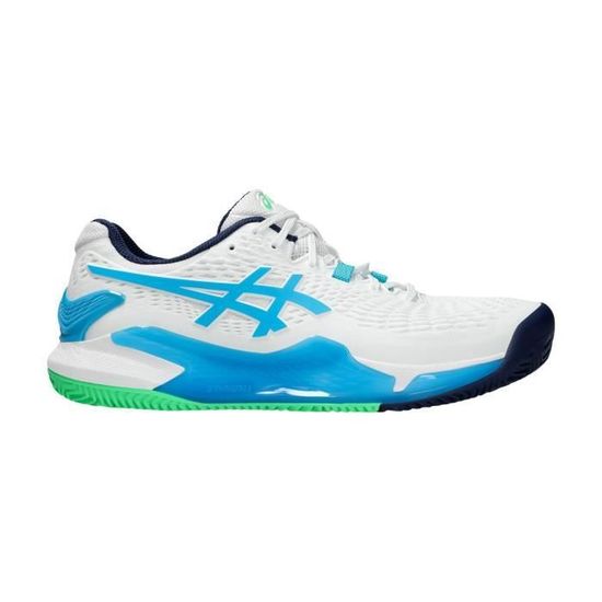 Chaussures de Tennis - ASICS - GEL-RESOLUTION 9 - Blanc - Bleu - Terre Battue - Cdiscount Sport