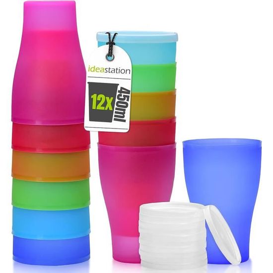 Idea-station Neo gobelet plastique 12 x 450 ml - couleur - avec ... Idea-station Neo gobelet plastique 12 x 450 ml - couleur - avec ...