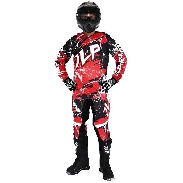 TENUE PANTALON MAILLOT GANTS MOTO CROSS QUAD VTT BMX ENFANT ROUGE JLP ...