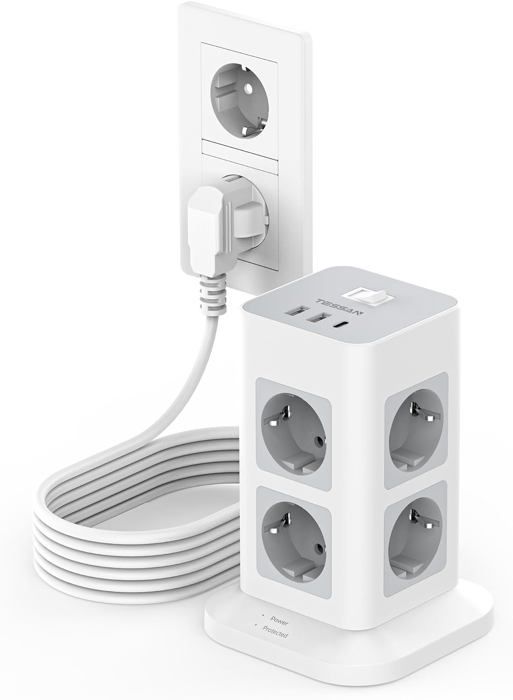 Multiprise Tour Parafoudre Parasurtenseur avec 8 Prises et 3 USB Prise ...