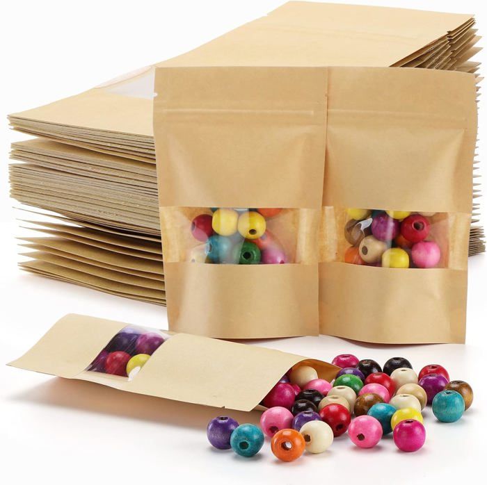 Moendergo Sacs Alimentaires en Papier Kraft refermables, Sacs ...