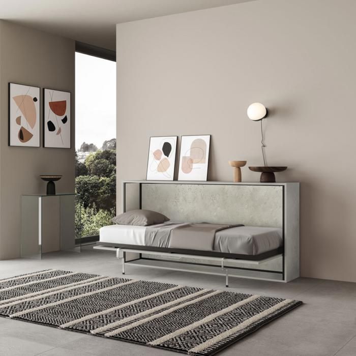 Lit simple escamotable horizontal NABOR Gris 200x39xh97 cm - Cdiscount ...