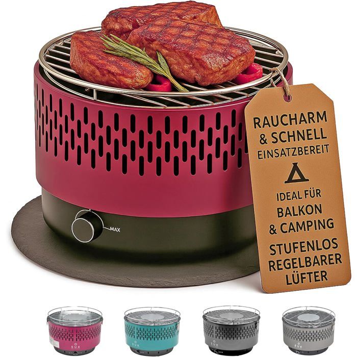 SOUK ONE Table Top BBQ with Active Ventilation, Charcoal BBQ with Fan ...