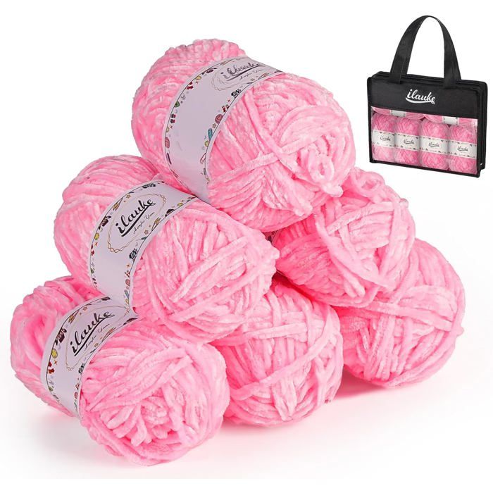 6PCS Pelotes de Fil chenille 50g - Laine velours pour crochet et tricot ...