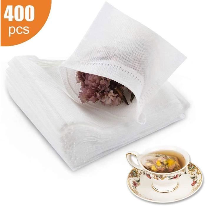 Lot de 400 sachets de filtre à thé jetables en coton avec cordon de ...