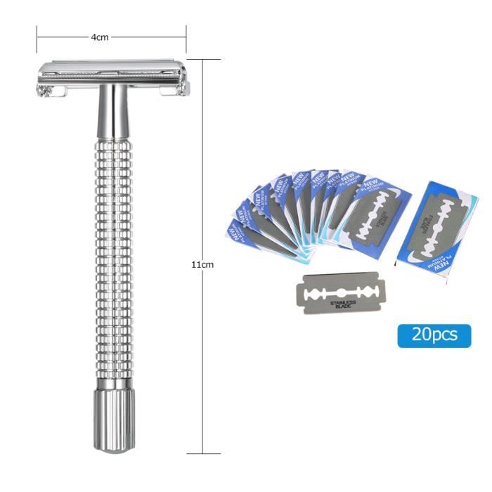 Hommes Rasoir Set: Double Edge Rasoir sécurité Acier inoxydable +20pcs ...