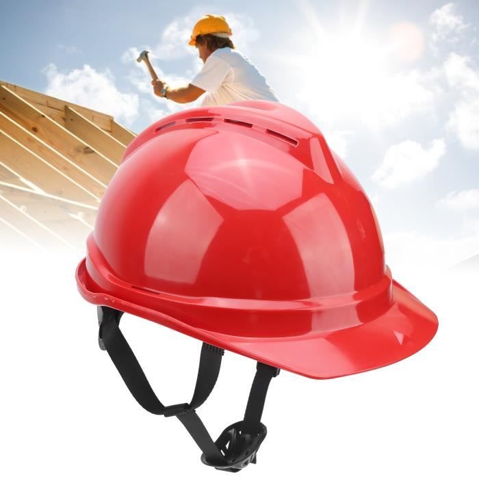 GXU Casque industriel rouge - Casque de protection respirant pour les ...