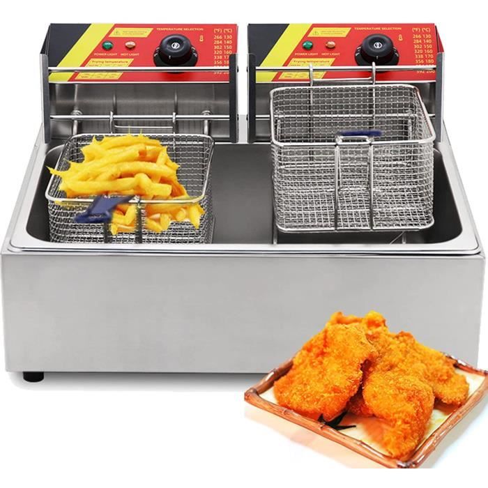 Friteuse Electrique INOX 12L, Friteuse Commerciale 5000W, Double ...