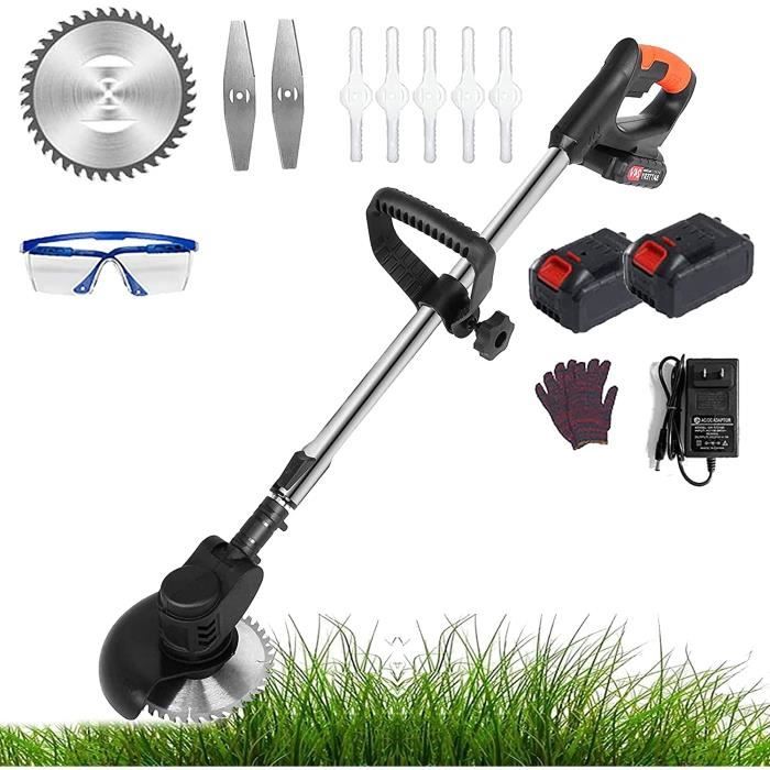 DéBroussailleuse à Batterie, 24v Coupe Bordure Electrique sans Fil, Tondeuse Herbe avec 3 Types ...