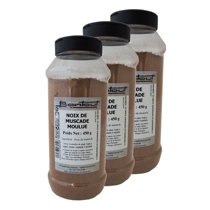Bontout - Lot 3x Muscade moulue - Pot 450g - Cdiscount Au quotidien