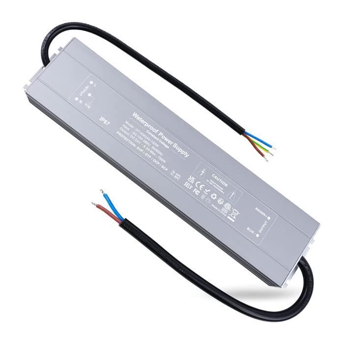 IP67 Transformateur 220V 24V LED 150W 6,25A Driver, Imperméable Extérieur Bloc d'alimentation à ...